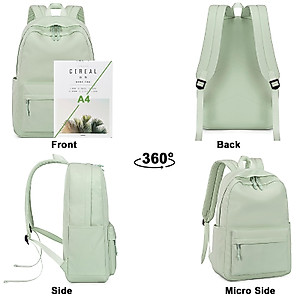 Bluboon School Backpack Set Girls Womens Laptop Bookbag Casual Daypack Fits 15 inch Laptop with Lunch Tote Bag and Pencil Bag（Green-3 set