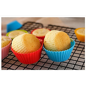 Reusable Silicone Cupcake Baking Cups 24 Pack, 2.75 inch Silicone Baking Cups, Reusable & Non-stick Muffin Cupcake Liners for Party Halloween Christmas,6 Rainbow Colors (Pack of 24,Multicolor)