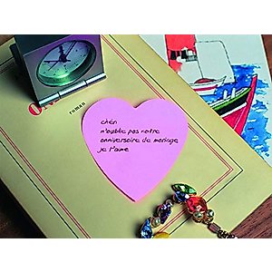 Post-it Notes - 1 Block of 225 Heart Shape Sticky Notes - 70 x 70mm - Sticky Notes for Desk, Office, School and Memos - Pink