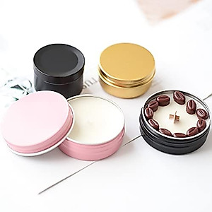 Fielect 6 Pcs Aluminum Round Cans with Lid, 5 Oz Metal Tins Food Candle Containers with Screw Tops for Crafts, Food Storage, DIY Pink 150ml