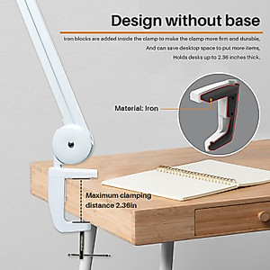 bemelux LED Desk Lamp with Clamp, Dimming Task Lamp for Reading Desktop Office Workbench Table Architect Sewing Study Home Craft, Bright 117PCS LEDs, 2200 Lumens 20 Inch Metal Swivel Arm Work Lamp