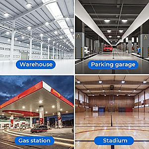 CINOTON 80W LED Canopy Lights 11200LM, Commercial LED Shop Lights 120Vac, Outdoor IP65 Waterproof High Bay Lights for Garage Carport Warehouse Gas Station Ceiling, 5000K Daylight FCC-Listed 4 Pack