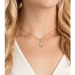 BLUEW Snowflake Pendant Necklace, Gold Plated Stainless Steel Dainty Handmade Jewelry for Women, Sparkly Cubic Zirconia, Diamond Crystal, Stylish Design, Delicate - Gift for Her