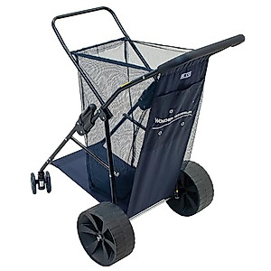 Rio Beach Wonder Wheeler II Wide Utility, Lawn, and Beach Cart, Navy