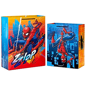 Hallmark Marvel Spider-Man Gift Bags (2 Bags: 1 Large 13", 1 Extra Large 15") for Birthdays, Halloween, Christmas, Kids Parties