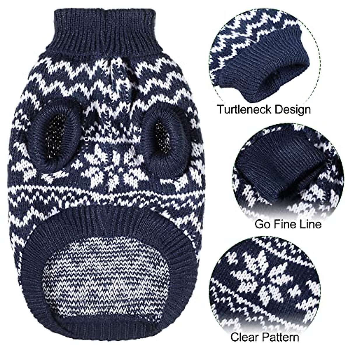 4 Pieces Dog Christmas Sweater Warm Knit Dog Sweater Turtleneck Cute Soft Dog Sweater Costume Reindeer Snowflake Dog Christmas Outfit Cold Weather Pet Christmas Clothes for Dog Puppy (Small)