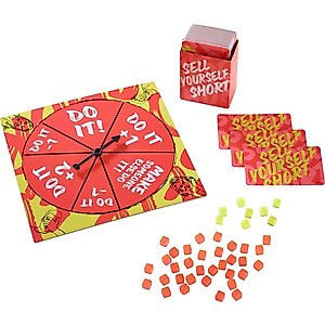 Mattel Games Sell Yourself Short, Hilarious Party Game for Adults and Teens, with Spinner, 112 Cards and 41 Tokens, Makes a Great Gift for 14 Year Olds and Up