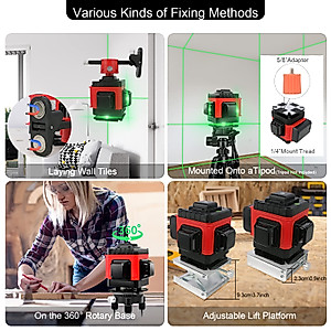 PTILOTD 3x360° 12 Lines Self Leveling Green Laser Level