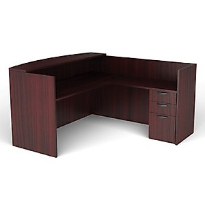 Offices To Go L Shaped Reception Desk W/Drawers W/Transaction Top 71" W X 30" D X 42" H Reception Return 42" W X 24" D X 42" H - American Espresso