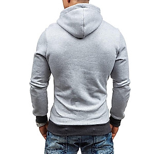 Maiyifu-GJ Men's Long Sleeve Diagonal Zipper Hoodies Zip Up Slim Fit Athletic Hoodie Hip Hop Hooded Sweatshirts with Pocket (Light Grey,X-Large)
