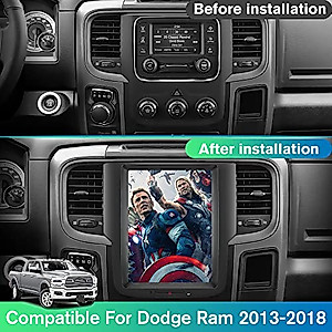 Car Stereo for Dodge Ram 2013-2018 1500 2500 3500, 10.4 Inch T-Style Android System Touch Screen Multimedia Player 4G+64G Built in Carplay Android Auto Navigation WiFi Bluetooth SWC HDMI Output