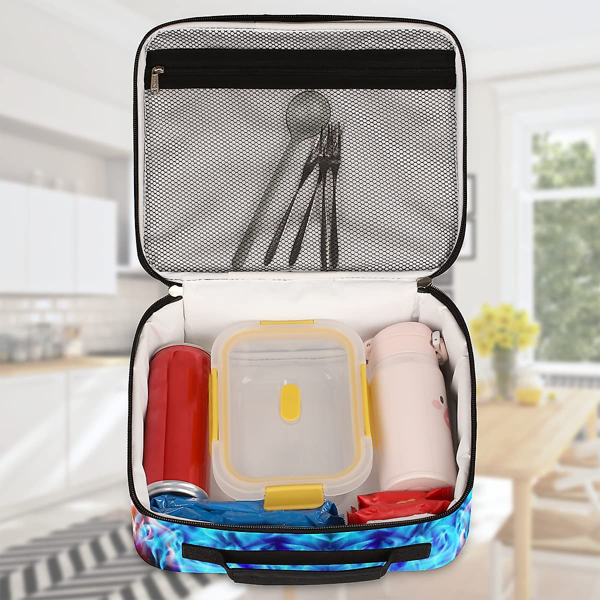 WMWXER Lunch Box for Boys and Girls Pirate Ship Ocean Insulated Lunch Box Bag Water-Resistant Reusable Thermal Lunchbox Cooler Tote with Mesh Pocket for Women Men Picnic Work School