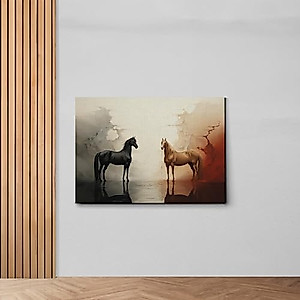 Majestic Black Stallion Galloping In The Clouds, Black Horse On Salt Flats, Canvas Print, Black Horse Print, Black Horse Wall Art
