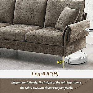 JAHH Convertible Sectional Sofa, Chenille L-Shaped Sofa Couch with Reversible Chaise Lounge, Fit for Living Room, Apartment (Color : E, Size : As Shown)