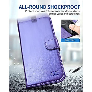 OCASE Compatible with iPhone 13 Wallet Case, PU Leather Flip Folio Case with Card Holders RFID Blocking Kickstand [Shockproof TPU Inner Shell] Phone Cover 6.1 Inch 2021 (Purple)