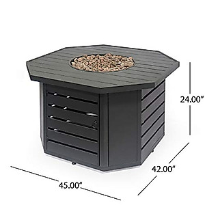 Mona Octagonal Iron Fire Pit, Matte Black