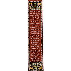 Armor of God, Bulk Pack of 6 Woven Fabric Christian Bookmarks, Silky Soft Ephesians 6:11-12 Flexible Bookmarker for Novels Books and Bibles, Traditional Turkish Woven Design, Memory Verse Gift