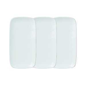 HIC Kitchen Sushi Plate Set, Fine White Porcelain, Set of 3