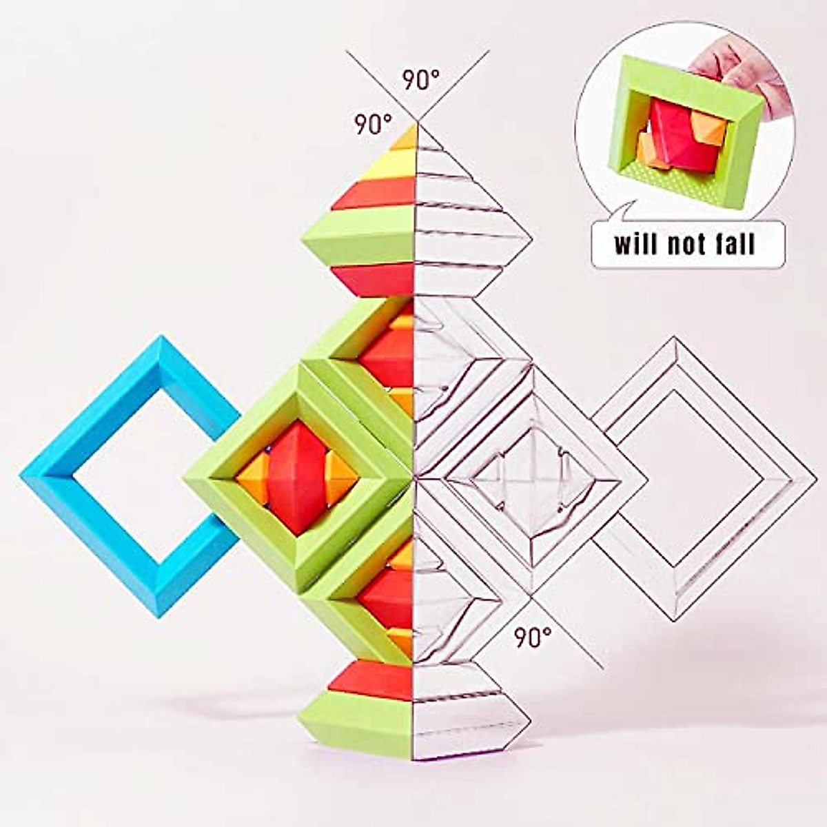 2023 Pyramids Stacking Blocks, Montessori Toys, Creative Building Pyramids Stacking Blocks Educational Toys, Building Blocks Stacking Educational Toys STEM Sensory Toys Gifts for Kids Age 1-5 (60PCS)