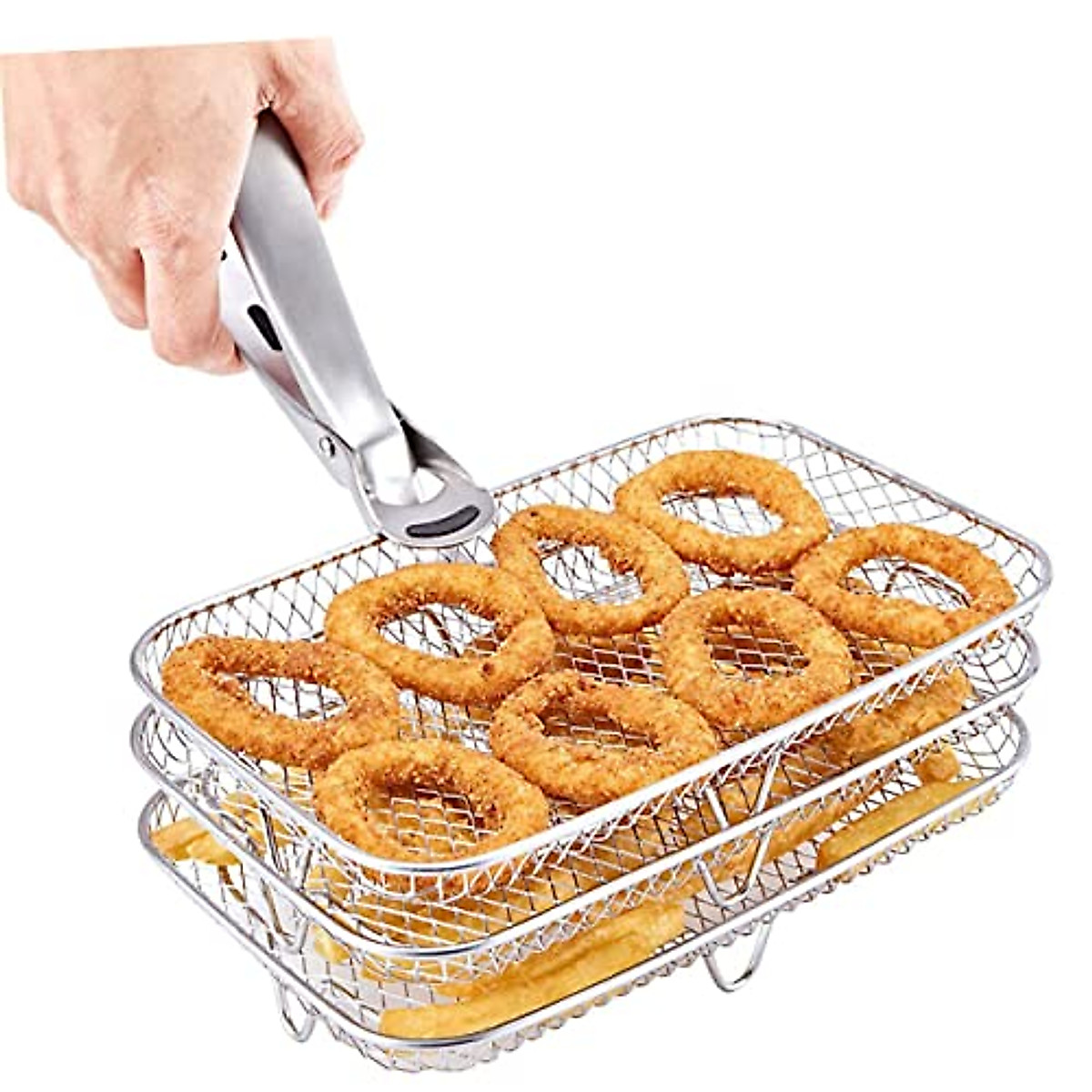 Air fryer liner Inner Basket Toast Three- Kitchen Oven Dehydrator Non-stick Dehydration Round Multi- Grill Fryer Steaming Tool Convenient Cooling Grilling Racks for Cooker Outdoor Stockpot Acce (Colo