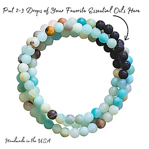 Subherban Essential Oil Lava Rock Diffuser Bracelet - HANDMADE IN THE USA - Aromatherapy Gemstone Bracelets for Women - Relaxation Gift for Women