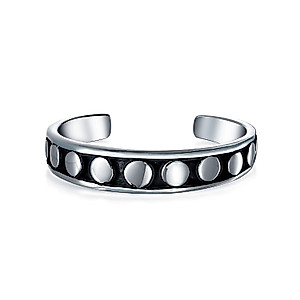 Bling Jewelry Bali Style Round Dot Midi Band Toe Ring For Women Oxidized .925 Silver Sterling Mid Finger Adjustable