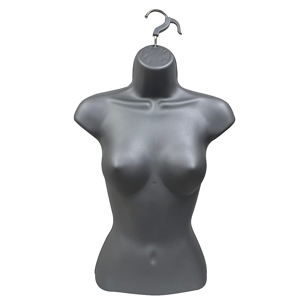 DisplayTown Gray Male and Female Mannequin Torso with Metal Stand Hollow Back Body Stackable Dress Form for Tshirt Display, Countertop, Craft Shows, Photos and Design, S-M Clothing Size