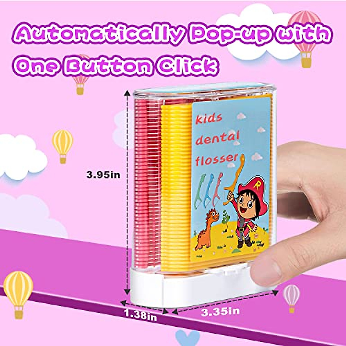 Kids Floss Dispender, Kids Dentle Floss Picks Dispenser 2 Boxes with 176 Count Floss, Fun & Colorful Animal Floss Help You Prevent Tooth Decay and Gum Disease