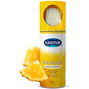 Sasmar Pina Colada Flavored Lubricant - Water-Based Personal Lube for Men, Women - Feels Natural, Long Lasting Formula, Paraben Free, Toy-Friendly and Condom Safe, Oral Lubricant for Couples - 60 ml