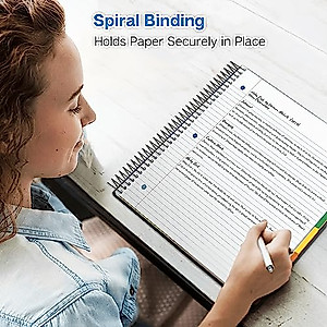 Dunwell 5-Subject Notebook College Ruled - 400 Pages (200 Sheets), Spiral Notebook 8.5 x 11 with Tabs, Dividers, Pockets, Dual Poly Covers, School Supplies Multi Subject Notebook