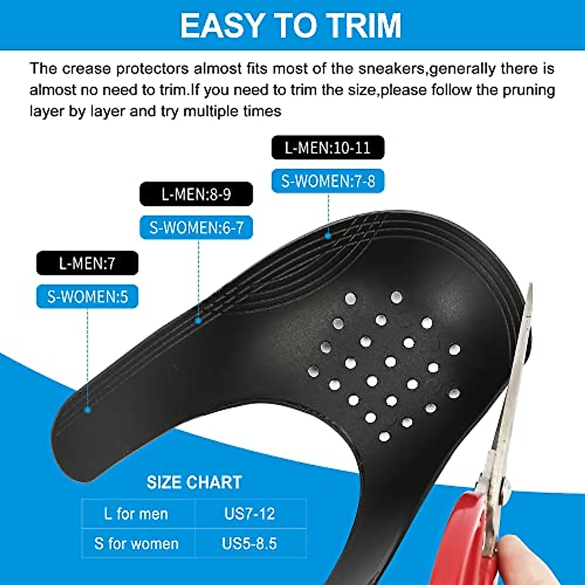 YIONEFLY 6 Pairs Shoe Crease Protectors - Prevent Sneaker Creases and Toe Box Decrease - Fits Air Force, Jordan, Dunk & More - Shoe Anti Creases Guard for Women's Shoes (Size 5-8.5)