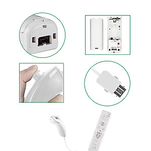 WeJoy Wii Remote Controller build in Motion Plus with Nunchuck and Wrist Strap for Wii & Wii U -White