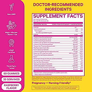 Pink Stork Total Prenatal Vitamin Gummies: Folic Acid, Vitamin D, B6 & More - Gummy Prenatal Vitamins for Women - Pregnancy Must Haves, Morning Sickness Relief, Women-Owned, 60 Raspberry Gummies