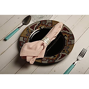 Country Maison Cloth Napkins | Pack of 6 Dinner Napkins | 18”X18” | 100% Cotton Cocktail Napkins | Table Napkins | Chambray | Peach