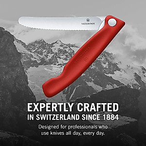Victorinox Swiss Classic Foldable Paring Knife, Wavy Edge Red 4.3 in