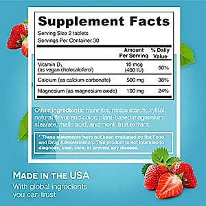 EZ Melts Dissolvable Calcium & Magnesium Supplement with Vitamin D3, Sugar-Free, 1-Month Supply