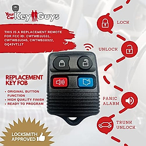 4 Button Trunk Keyless Entry Remote Transmitter for CWTWB1U331 Fits 1998-2016 Ford | Lincoln | Mercury | Mazda - 2 Pack