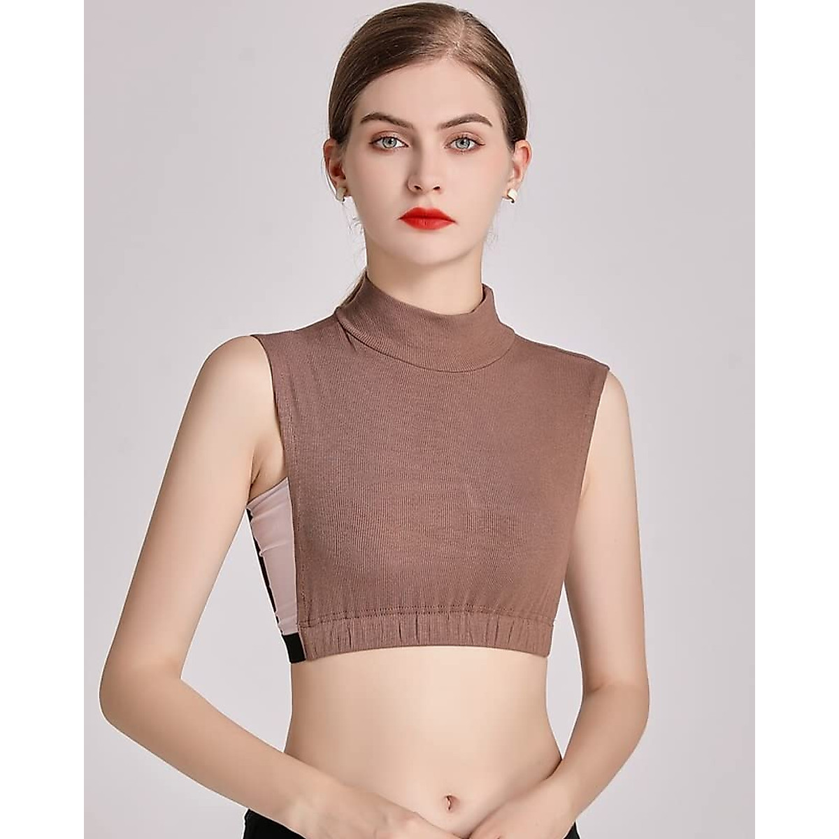 Elegtiskas Mock Turtleneck Dickey Collar Hoodie High Neck Detachable Collar