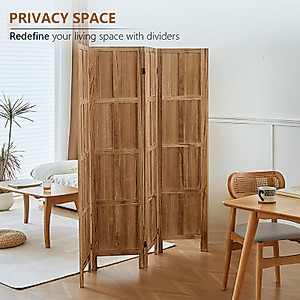 Asnefeli 4 Panel Room Divider, 5.6 FT Folding Privacy Screen Room Divider, Partition Divider for Room Separation, Room Partition Separator, Wooden Room Divider Screen for Home Office Bedroom (Natural)