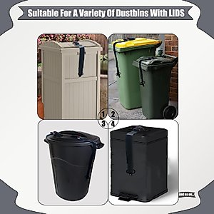 XIFOWE Metal Trash Can Strap, Semi-Automatic Adjustable Trash Can Lock, Universal Windproof Trash Can Lid Lock, Trash Can Locks for Raccoons, Fast Installation, Garbage Can Locks for Animals (2PCS)