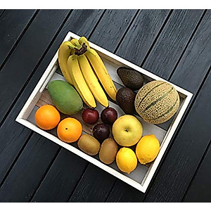 Rustic Wooden Serving Tray for Ottoman and Coffee Table Lap Tray (16.3L x 12.2W x 2H in, Multicolor)