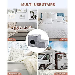 Made4Pets Dog Stairs for High Beds, Small Dogs Pet Steps Stool to Get on Bed, Cat Stairs Ladder, Puppy Toy Storage Folding Doggie Ramp for Couch, Car, Home