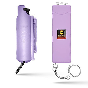Guard Dog Pepper Spray Stun Gun Combo Pack - Self Defense Keychain Set, Personal Safety Devices for Women, Home Defense & Self Defense Kit (Lilac)