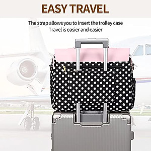 SHENHU Women's Laptop Bag,15.6 Inch Computer Briefcase Lightweight Cute Girls Messenger Bag Shoulder Carry Work Bag Ladies Office Travel Bag School Pink Dot