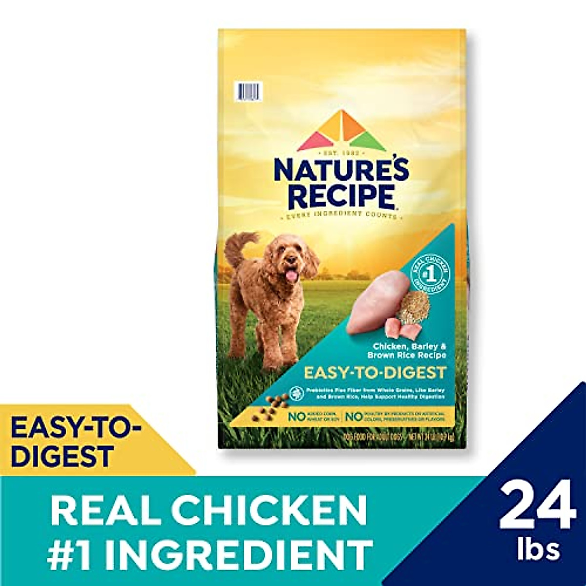 Nature’s Recipe Easy to Digest Dry Dog Food, Chicken, Rice & Barley Recipe, 24 Pound Bag