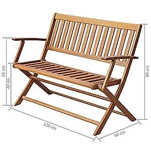 Festnight Folding Outdoor Garden Bench Wooden Patio Porch Chair Seat with Backrest and Armrest Solid Acacia Wood Courtyard Decoration Park Outdoor Furniture