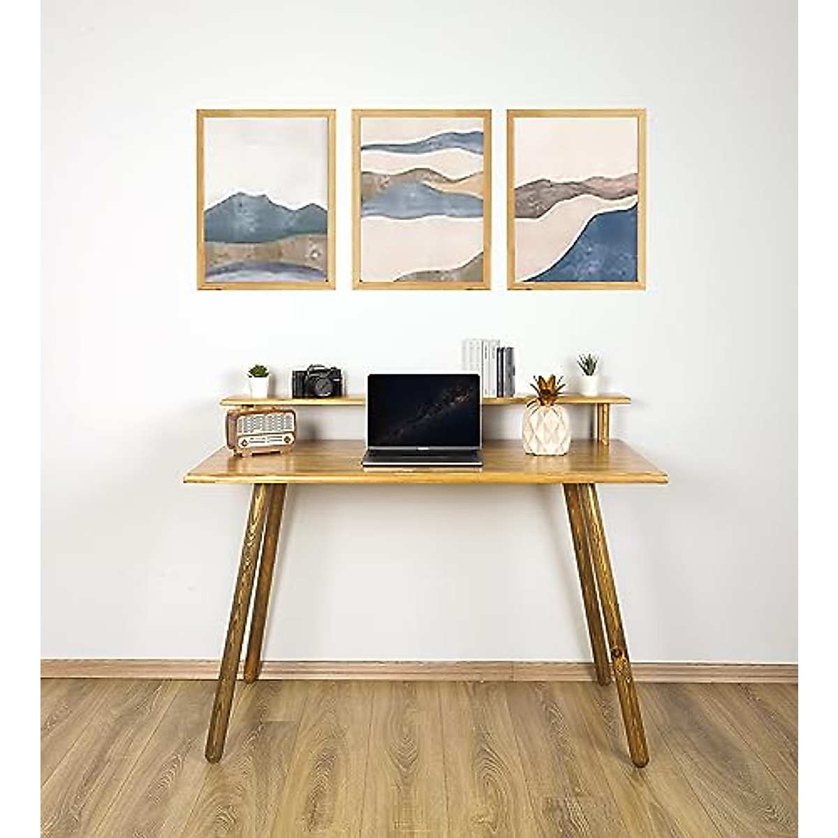BAROKKO Solid Wood Desk 46"; Computer Desk;Home Office Desk with Monitor Shelf