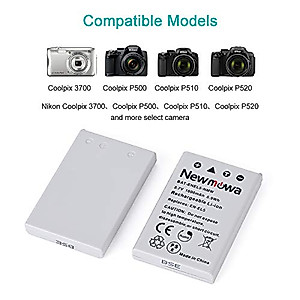 Newmowa EN-EL5 Replacement Battery (2-Pack) and Charger Kit for Nikon EN-EL5 Coolpix P530, P520, P510, P100, P500, P5100, P5000, P6000, P90, P80 Cameras