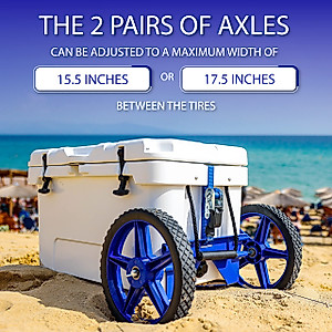 FULLET Cooler Wheel Kit for Yeti & RTIC Cooler Carts - 12 Inch Wheels & Ratchet Straps for Coleman Ice Chest – Universal Heavy Duty RTIC/Igloo Wheel Kit with Cooler Accessories for Camping & Beach