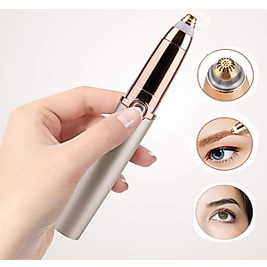 Rechargeable Eyebrow Hair Removal for Women, Painless Electric Eyebrow Trimmer Epilator, Ladies Eyebrow Razor Shaver for Eyebrow Hair Remover with LED Light (Rose Gold)